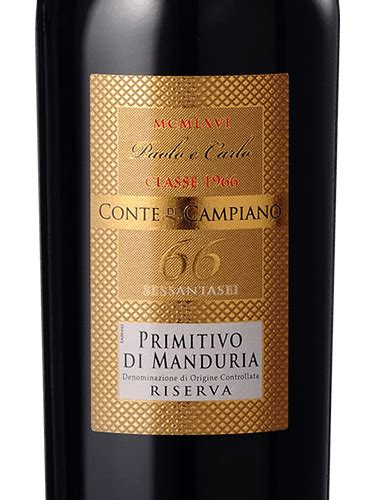 Conte di Campiano Primitivo di Manduria Riserva Sessantasei 66 | Wine Info