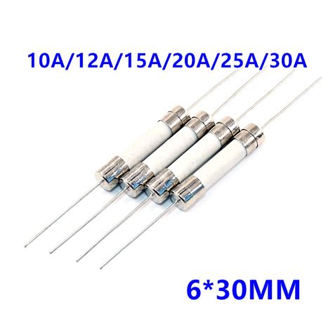 10pcs 6x30mm Fast Blow Tube Ceramic Fuse With Pin 6 30mm 10a 12a 15a 20a 25a 30a 250v Quick