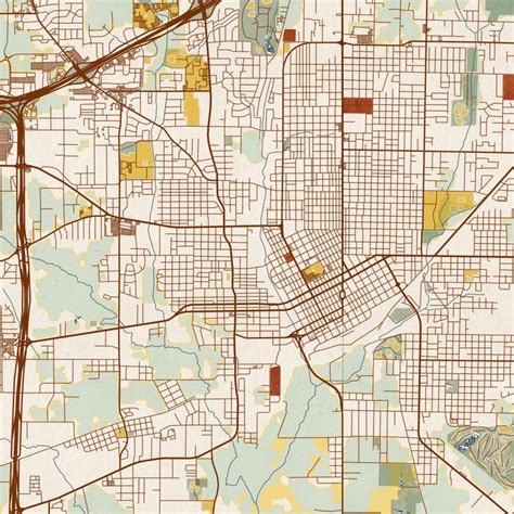 Texarkana Texas Map Print In Woodblock — Jace Maps
