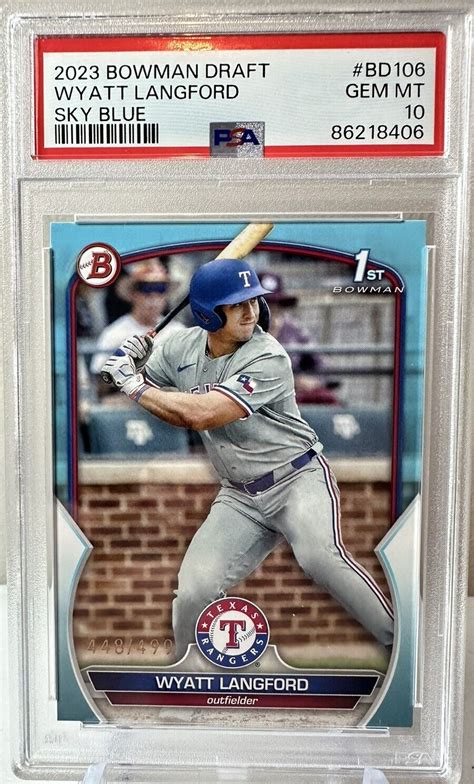 Wyatt Langford Bowman Draft BD Sky Blue St Price Guide Sports Card Investor