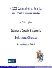 Week 6 Functions And Their Datatypes Pdf 4CC503 Computational