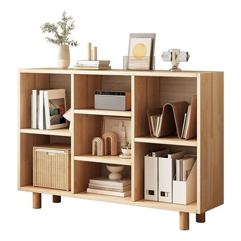 Natural Wood Horizontal Modular Panel Cube With Closed Back And 8 Shelf 47l X 12w X 33h