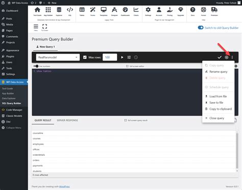 Sql Query Builder Query Context Menu Wp Data Access