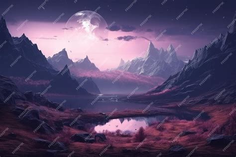Premium Photo Otherworldly And Mystical Landscape Wallpaper In Purple