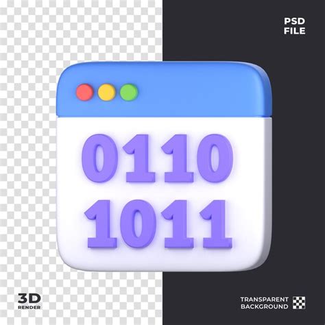 Premium PSD Binary Code 3D Icon Perfect For Cyber Security Theme