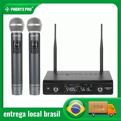 Phenyx Microfone Profissional Sem Fio Uhf Dual Channel Para Apresenta