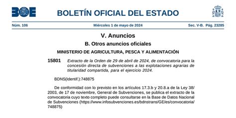 El Ministerio de Agricultura Pesca y Alimentación convoca ayudas por 1