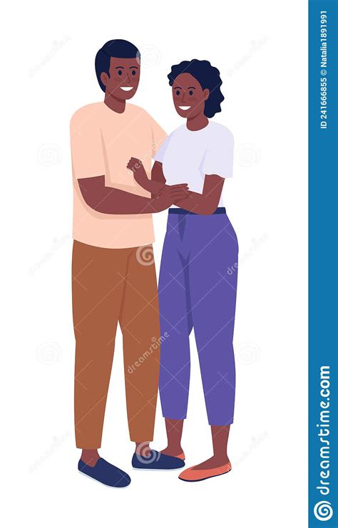 Loving Couple Semi Flat Color Vector Characters Stock Vector