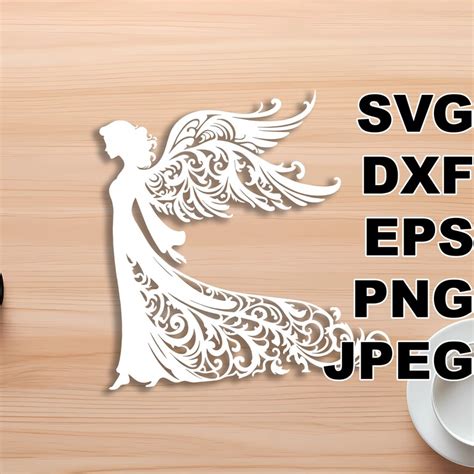 Elegant Angels Svg Cut Files Svg Dxf Png Eps  Silhouette And Cricut