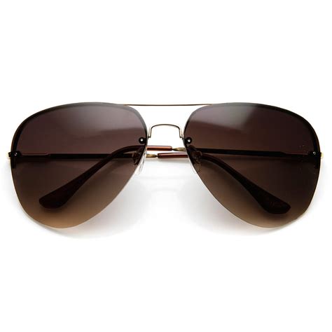 Large Rimless Wire Metal Teardrop Color Tint Aviator Sunglasses