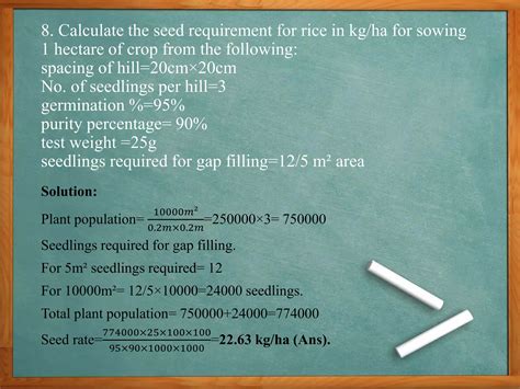 Seed Rate Calculation1 Pdf Agriculture Industries