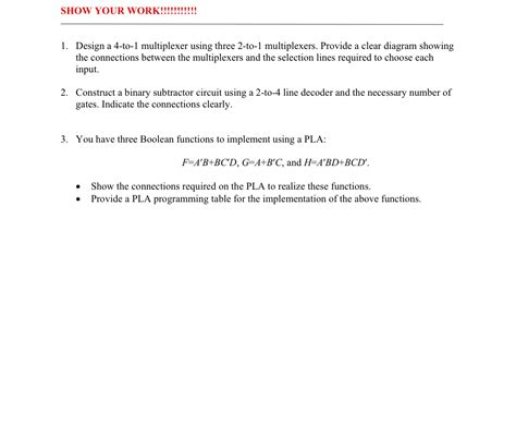 Solved Show Your Work Design A To Multiplexer Chegg