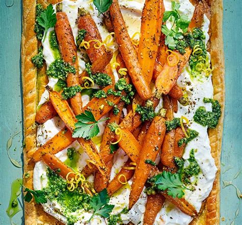 Gumbo Roasted Carrot And Whipped Feta Tart