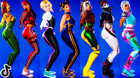 Fortnite Mine Emote Showcase With Top 500 Thicc Girl Skins 🍑 New Icon