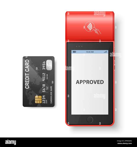 Vector 3d Red Nfc Payment Machine Approved Status And Credit Card Isolated Wi Fi Wireless