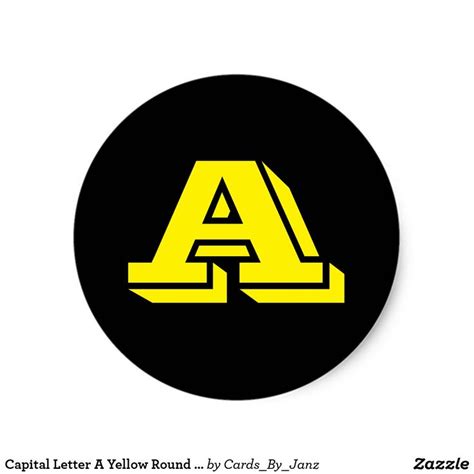 Capital Letter A Yellow Round Stickers By Janz Lettering Alphabet