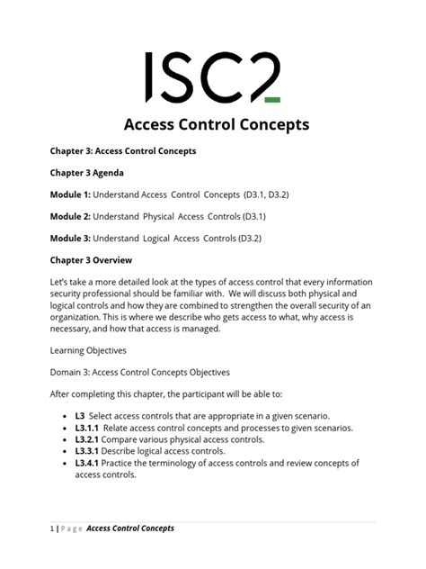 isc2 3 access control concepts pdf information security computer