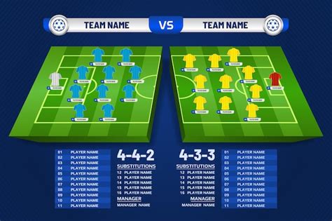 축구 스타팅 Xi 축구 스타팅 라인업 축구 그래픽 축구 라인업 구성 프리미엄 벡터
