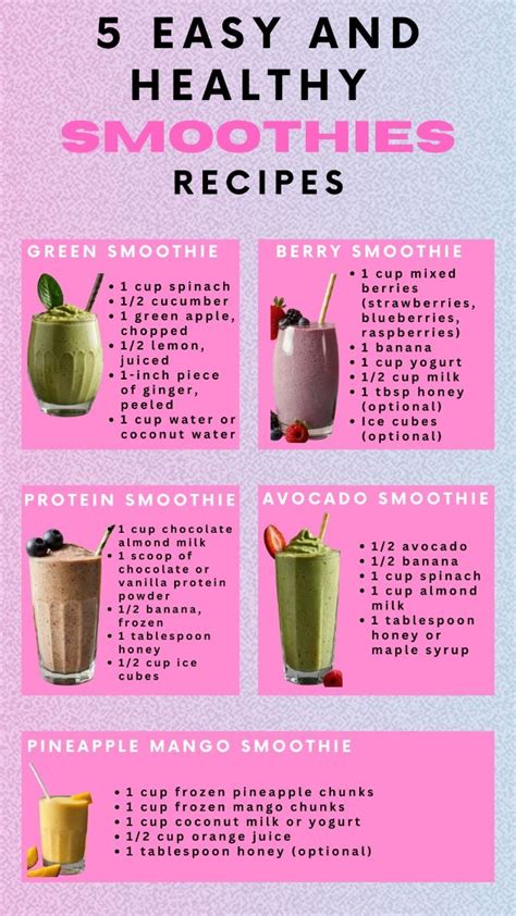 5 Easy And Healthy Smoothie Recipes Easy Healthy Smoothies Fruit