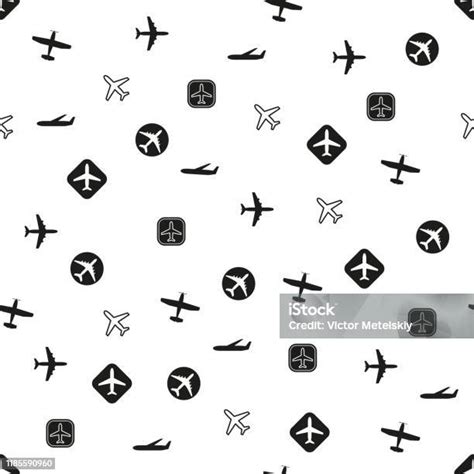 평면 패턴입니다 비행기의 다른 유형과 원활한 비행기 배경 벡터 그림입니다 가리기에 대한 스톡 벡터 아트 및 기타 이미지 가리기 관광 날기 Istock
