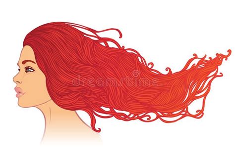женщина красного цвета портрета красивейших волос длинняя иллюстрация штока Vector