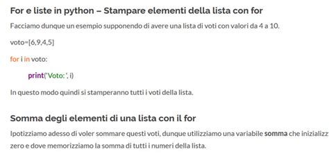 for e liste in python uso del for nelle liste in python