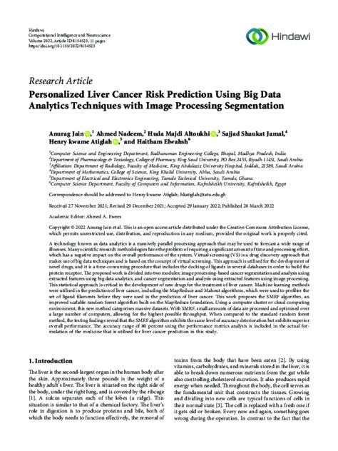 Pdf Personalized Liver Cancer Risk Prediction Using Big Data