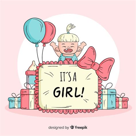소녀를위한 아름다운 베이비 샤워 템플릿 무료 벡터