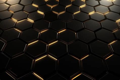 D Rendering Of Abstract Hexagonal Geometric Black Surfaces In Virtual Space Premium Ai