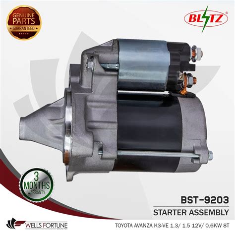 Toyota Avanza K3 Ve 1 3 1 5 12v 8t 0 6kw Blitz Starter Assembly 1 Pc