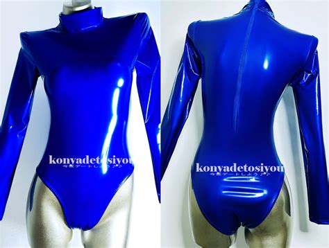 送料210円 Ljh23002 2ブルー 超光沢 ハイレグレオタード ボディースーツ コスプレ Rqレースクイーン 体操服 仮装 イベント
