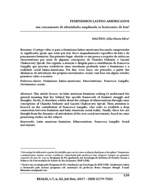 Feminismos Latino Americanos Um Cruzamento De Iden Pdf Estudos De