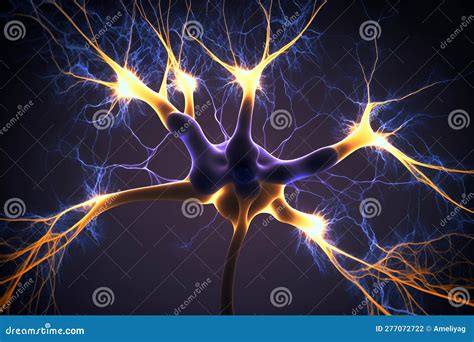 Closeup View Of Human Neurons In Brain And Neuron Connections In 3d