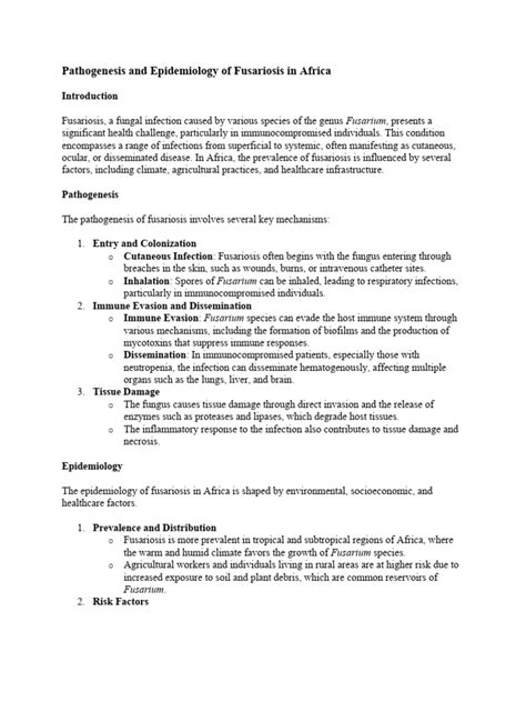 Fusariosis In Africa Pathogenesis And Epidemiology Pdf Infection