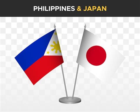 Premium Vector Philippines Vs Japan Desk Flags Mockup Isolated 3d