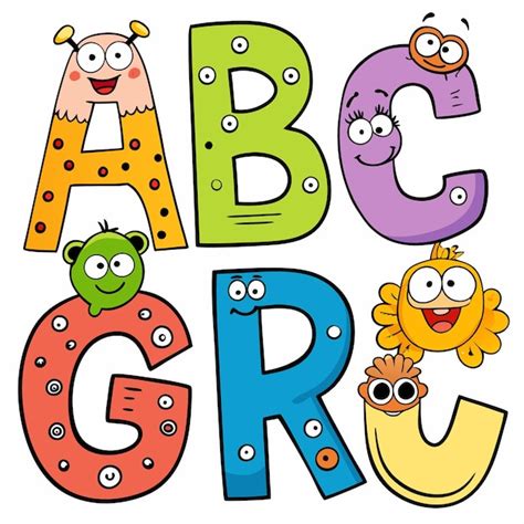 Letras Del Alfabeto De Dibujos Animados Con Caras Divertidas Vector