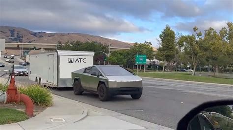 See Tesla Cybertruck Noticed Towing A Massive Trailer Cars