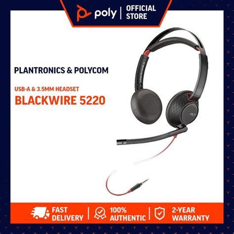 ♗poly Plantronics Blackwire 5220 Usb A With 3 5mm Stereo Wired Headset