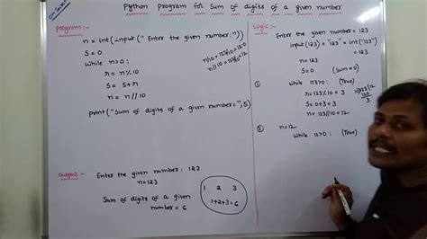 Program 10 Python Program On Sum Of Digits Of A Given Number Sum Of