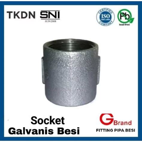 Jual Socket Besi Galvanis 1 2 Inch G Brand Tee Fitting Pipa Besi Shopee Indonesia
