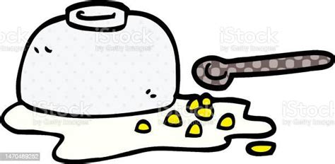 Cartoon Doodle Spilt Cereal Bowl Stock Illustration Download Image
