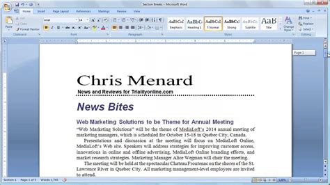 Define Sections In Word