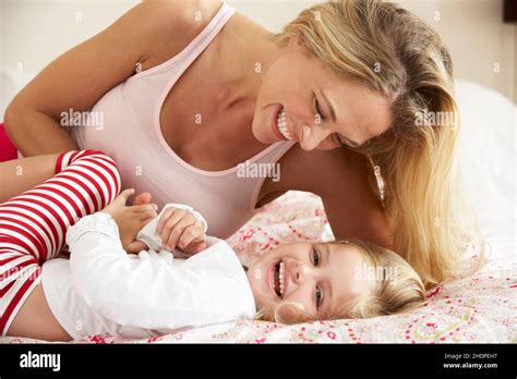 Mother Daughter Cuddle Mom Mothers Mum Daughters Cuddles Stock