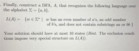 solved finally construct a dfa a that recognizes the