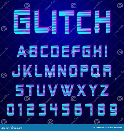 Alphabet Font Glitch Effect Design Stock Vector Illustration Of Sign Display
