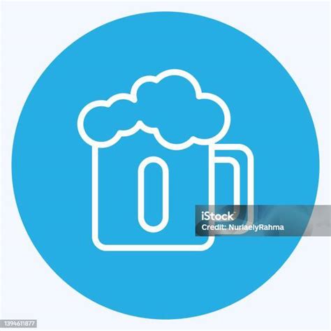 맥주의 아이콘 머그잔 음료 기호에 적합합니다 파란 눈 스타일 편집 가능한 간단한 디자인 디자인 템플릿 벡터 간단한 기호 그림 0