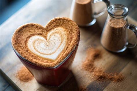 Heart Shaped Latte Art In A Cappuccino Stock Image Image Of Beverage