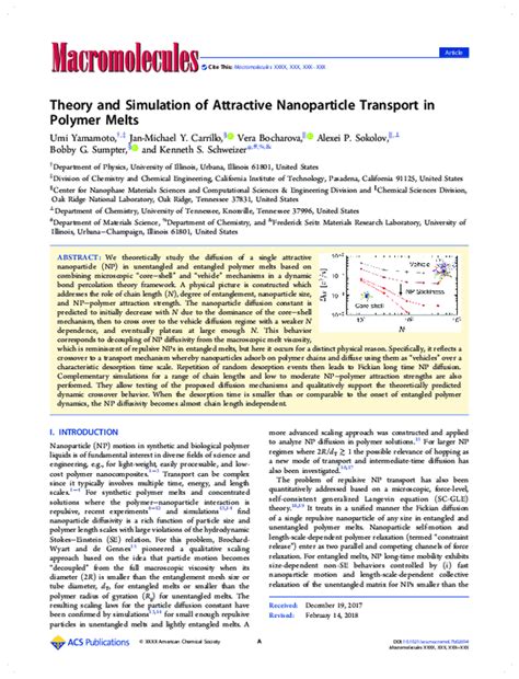 Pdf Theory And Simulation Of Attractive Nanoparticle Transport In Polymer Melts