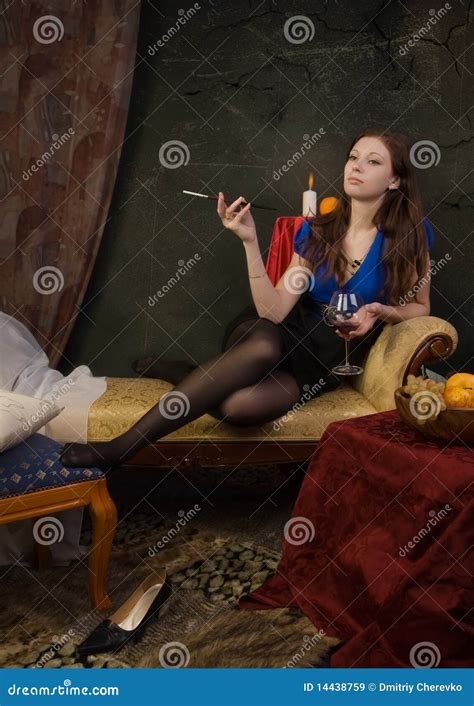 Beautiful Woman In A Gothic Boudoir Stock Image Image Of Decor