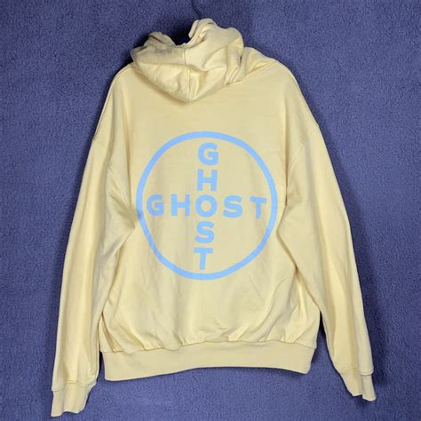Lonely Ghost Mens Sz Xl Hoodie Sweatshirt Yellow Ghost Print Back And